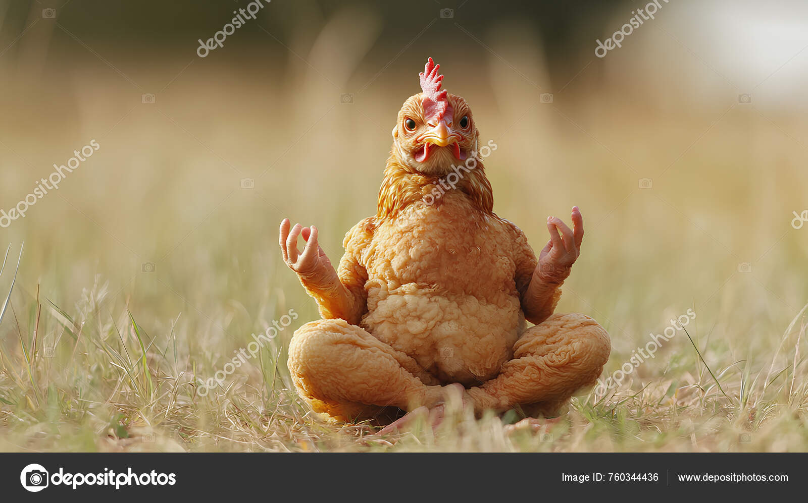 Chicken Yoga Pose Sitting Grass — Stock Photo © rizki01 #760344436