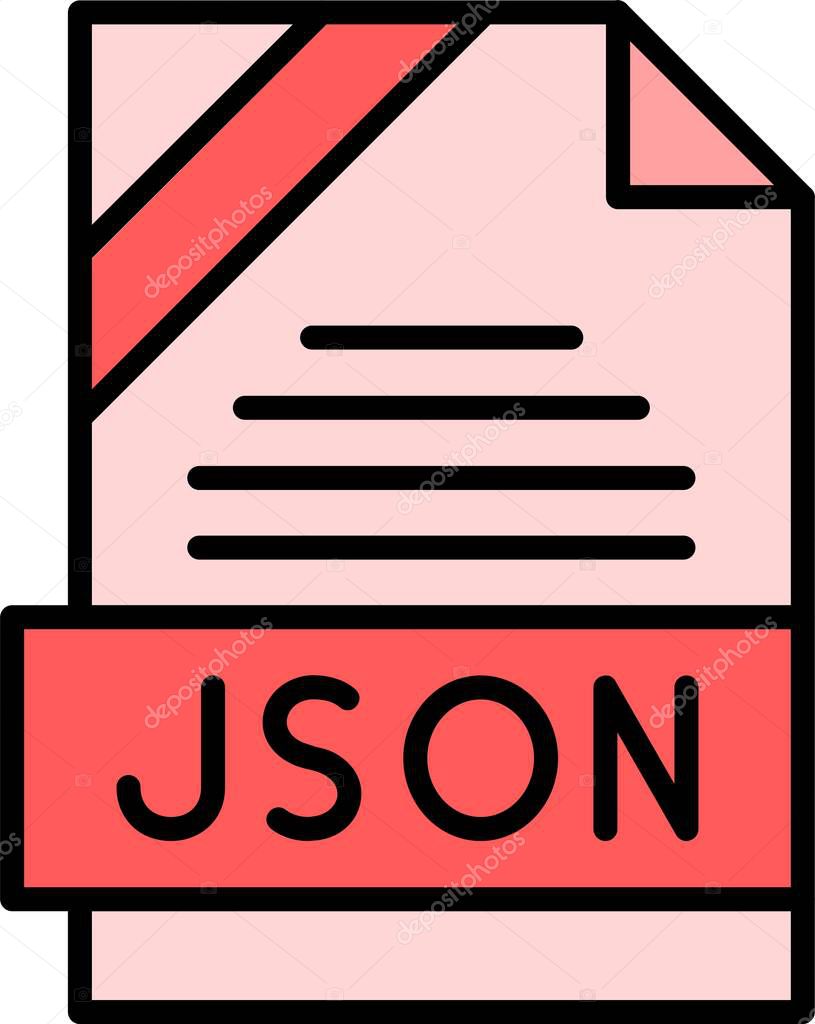 Formato de archivo JSON, icono web, ilustración vectorial 2024