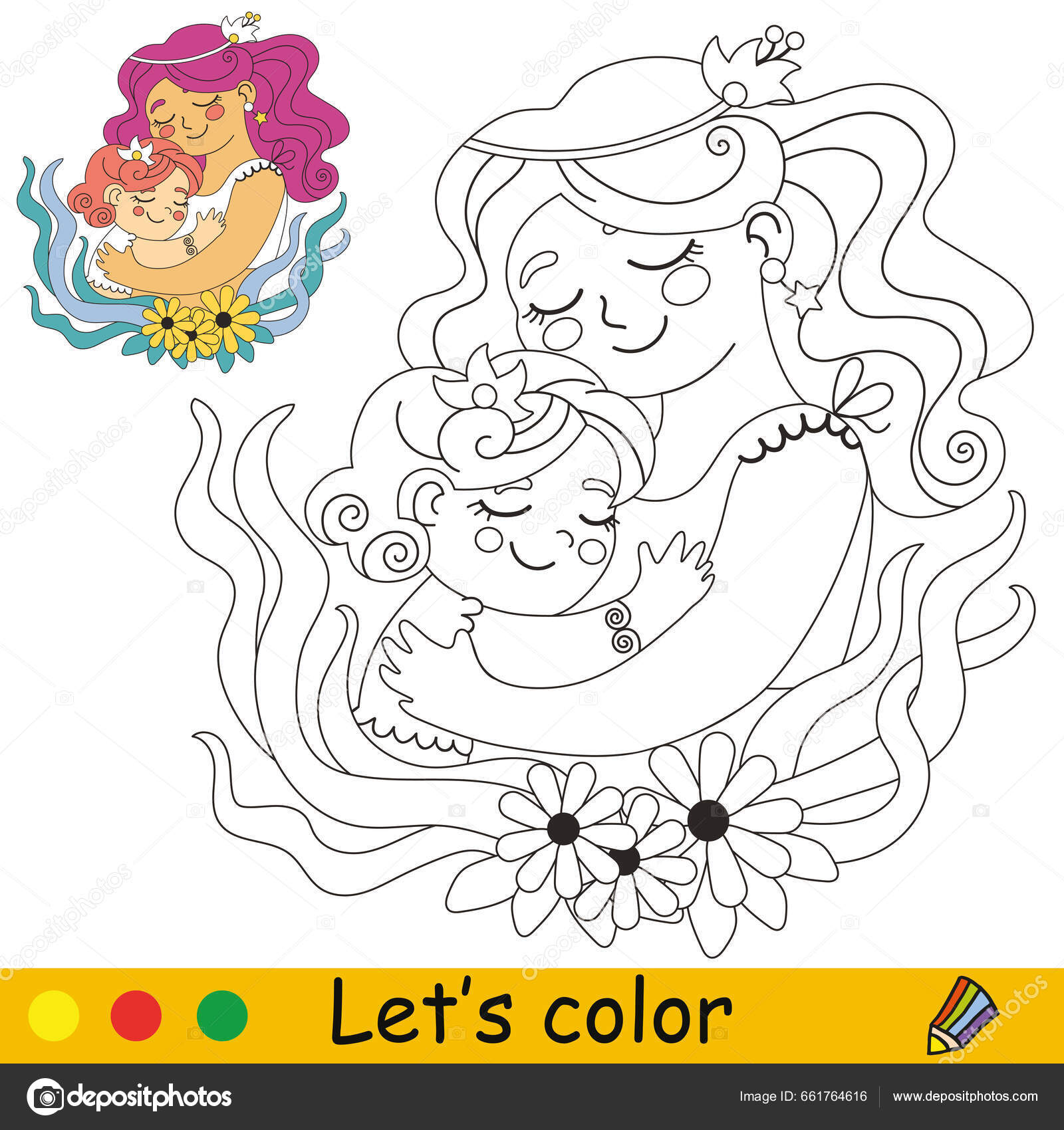 Madre Linda Feliz Pequeña Hija Abrazándose Ilustración Dibujos Animados ...