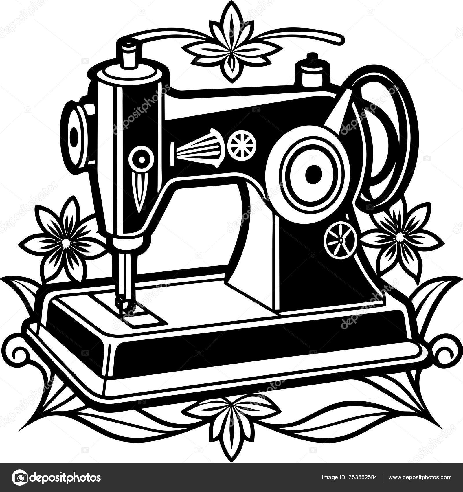 Embroidery Machine Clipart Illustration Sewing Craft Projects — Stock ...