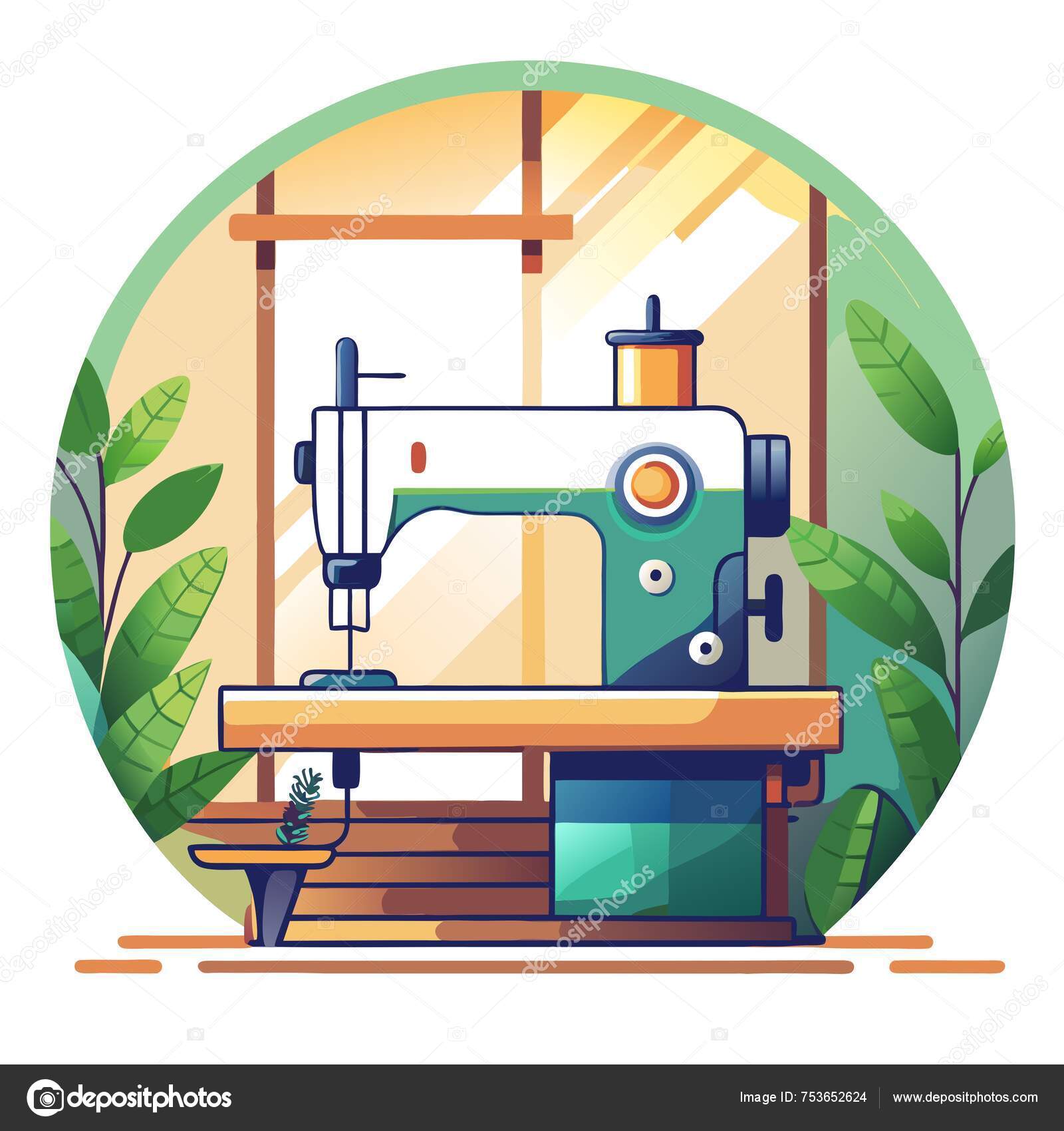 Embroidery Machine Clipart Illustration Sewing Craft Projects — Stock ...