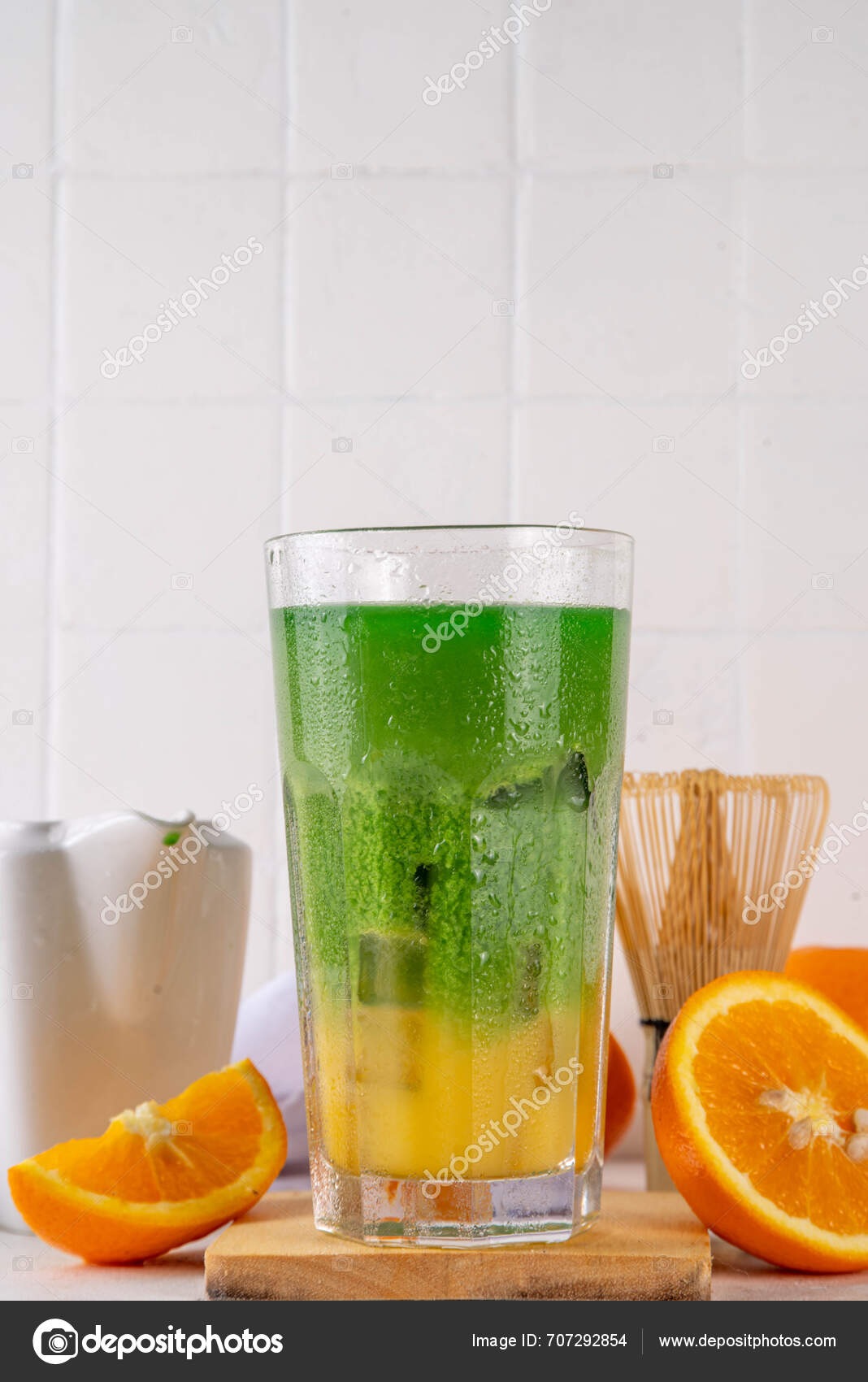 Orange Matcha Lemonade Cold Asia Fruit Cocktail Green Matcha Orange ...