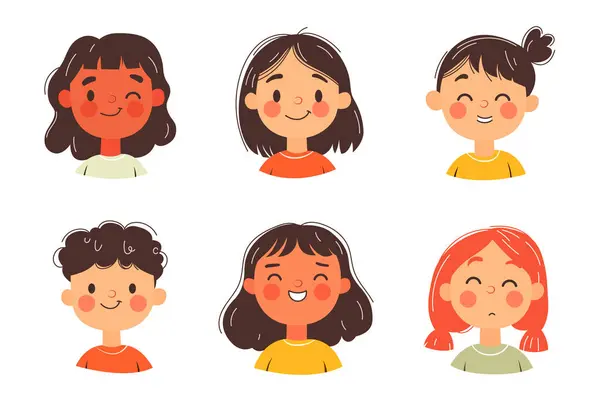 Happy kids faces Vector Images | Depositphotos