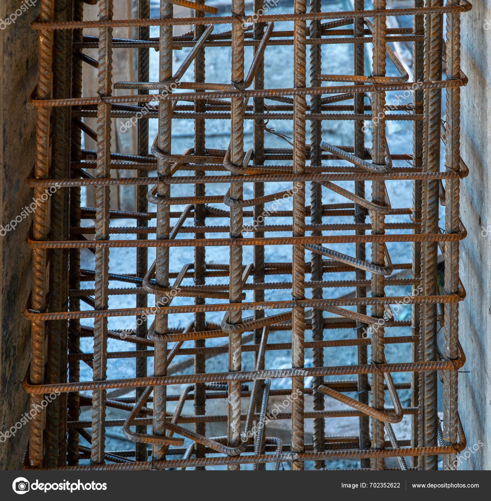 Reinforcement Rebar Steel Rods Column Ready Concrete Pouring ...