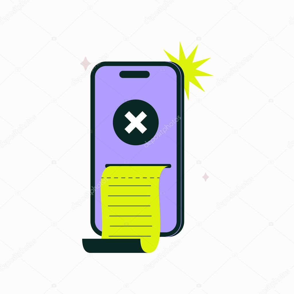 Un teléfono inteligente muestra un recibo emergente de la pantalla, que ...