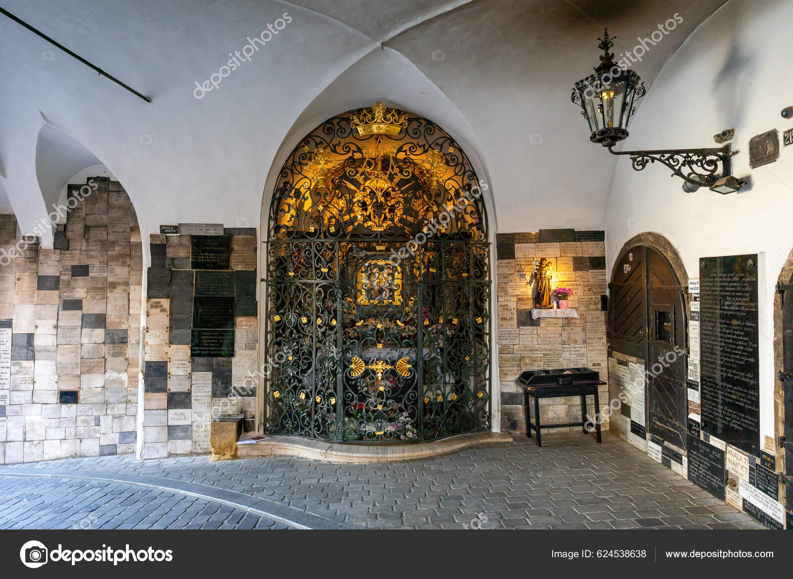 Zagreb Croatia October 2022 View Ornate Golden Shrine Stone Gate ...