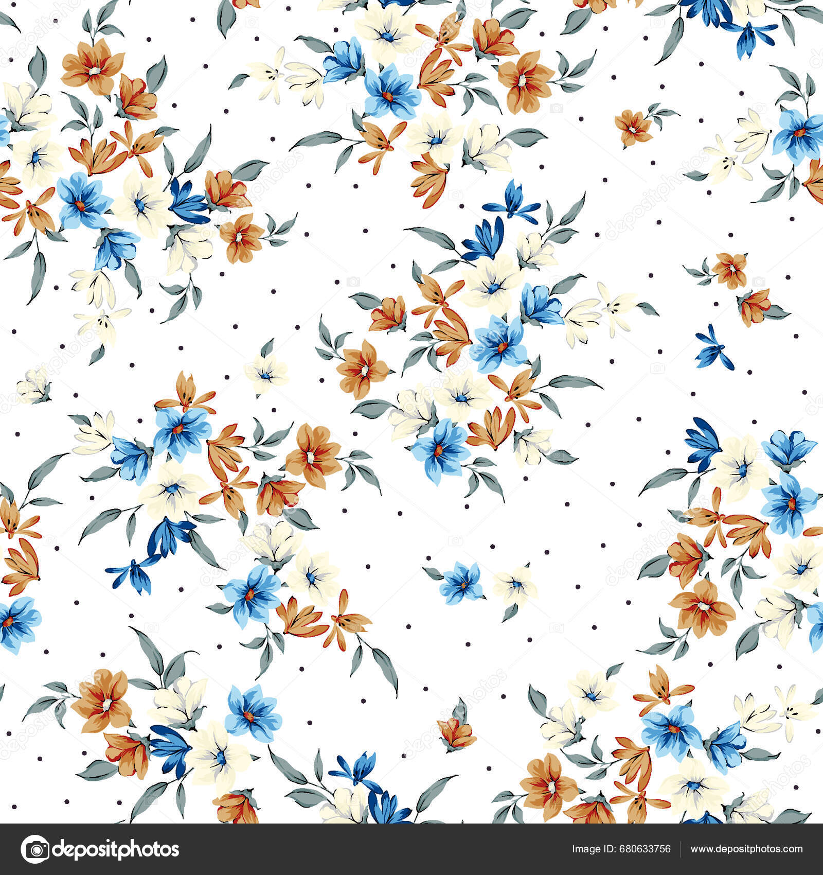 Seamless Watercolor Effect Flowers Pattern Fabric Texture Design ...