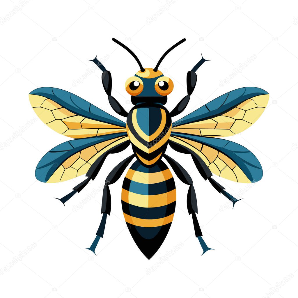 Ilustración del vector de avispa con un diseño detallado de una avispa ...