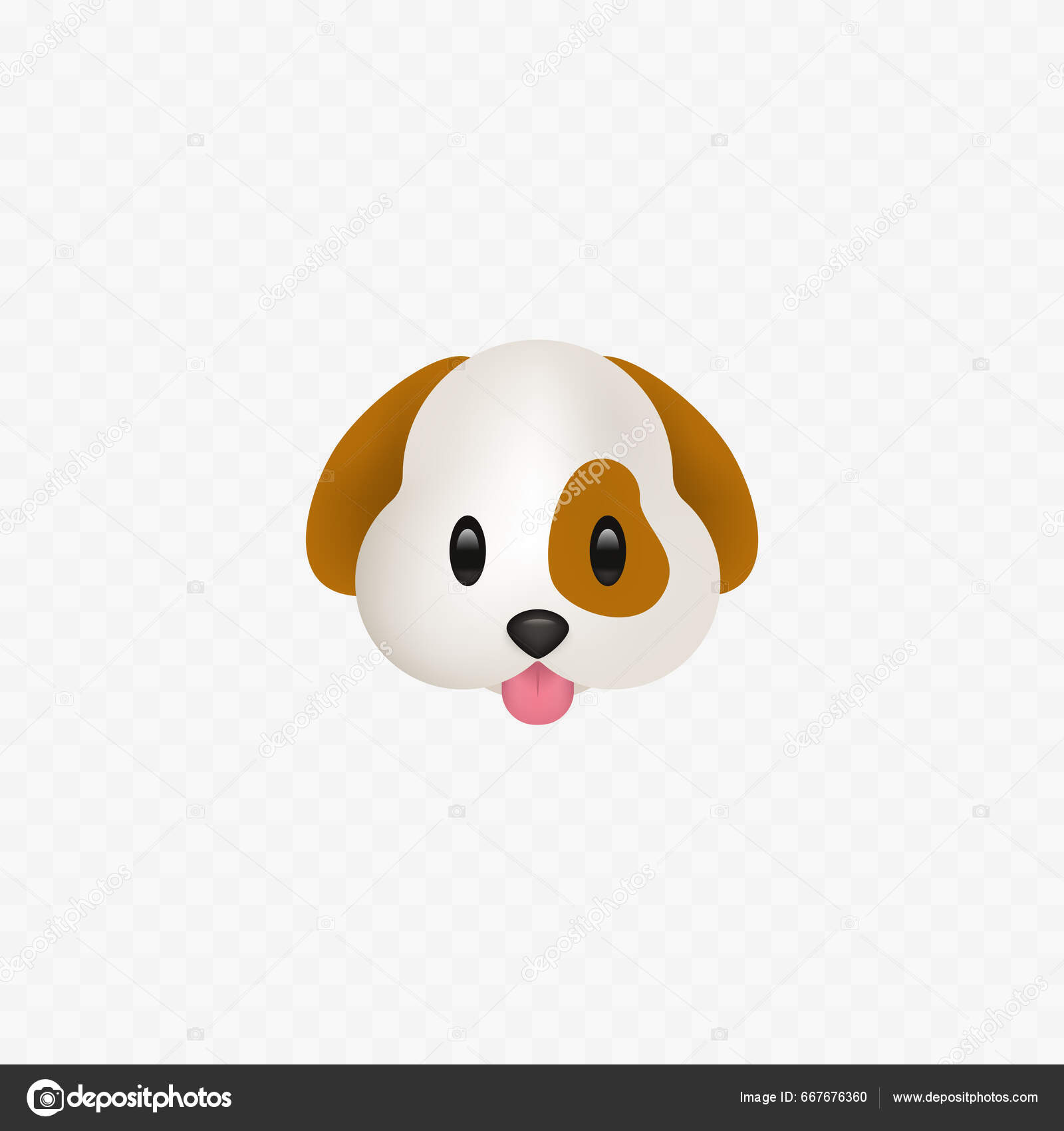 Linda Cabeza Emoji Perro Icono Del Perro Cachorro Aislado Sobre Vector ...