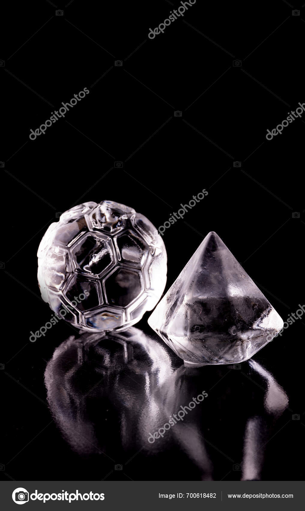 Spherical Ice Shape Soccer Ball Crystalline Ice Diamond Isolated Black ...