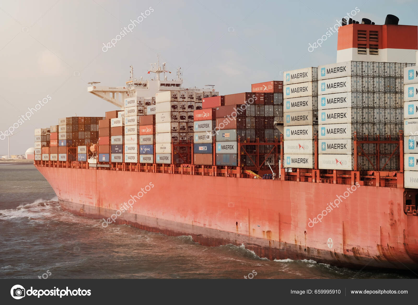 Antwerp Belgium 2023 Large Container Vessel Tonnes Cargo Board Underway ...