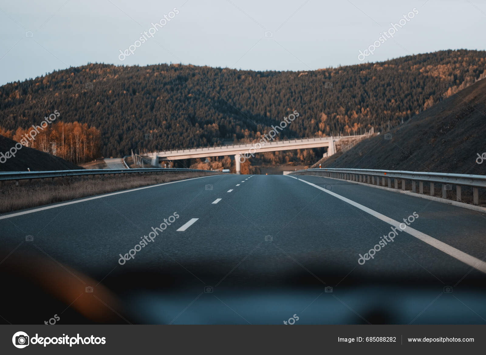 Highway View Driver Seat Cockpit View Car European Autobahn Vehicles ...