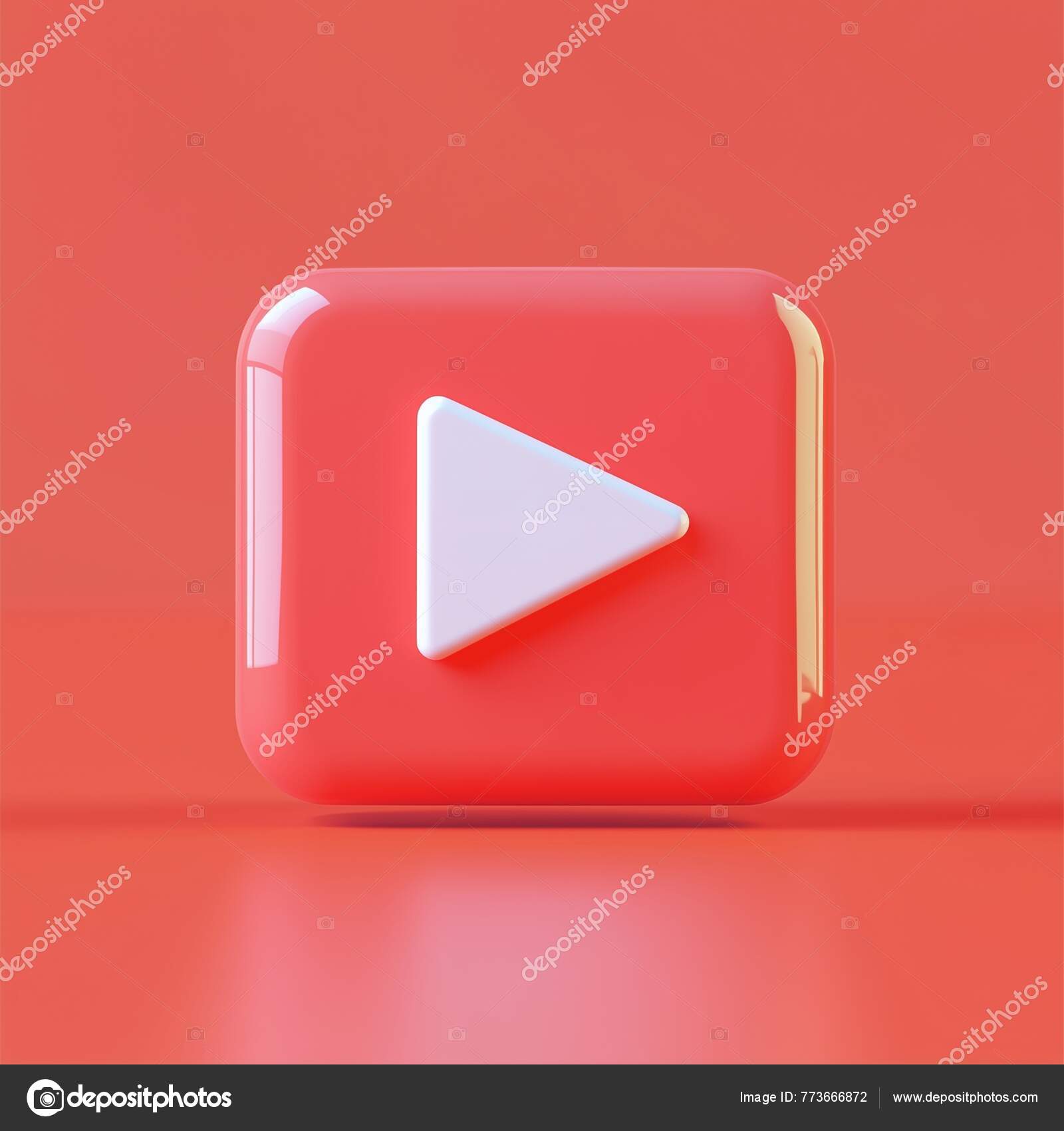 Red Play Button Icon Render Illustration — Stock Photo © girleaiulian ...