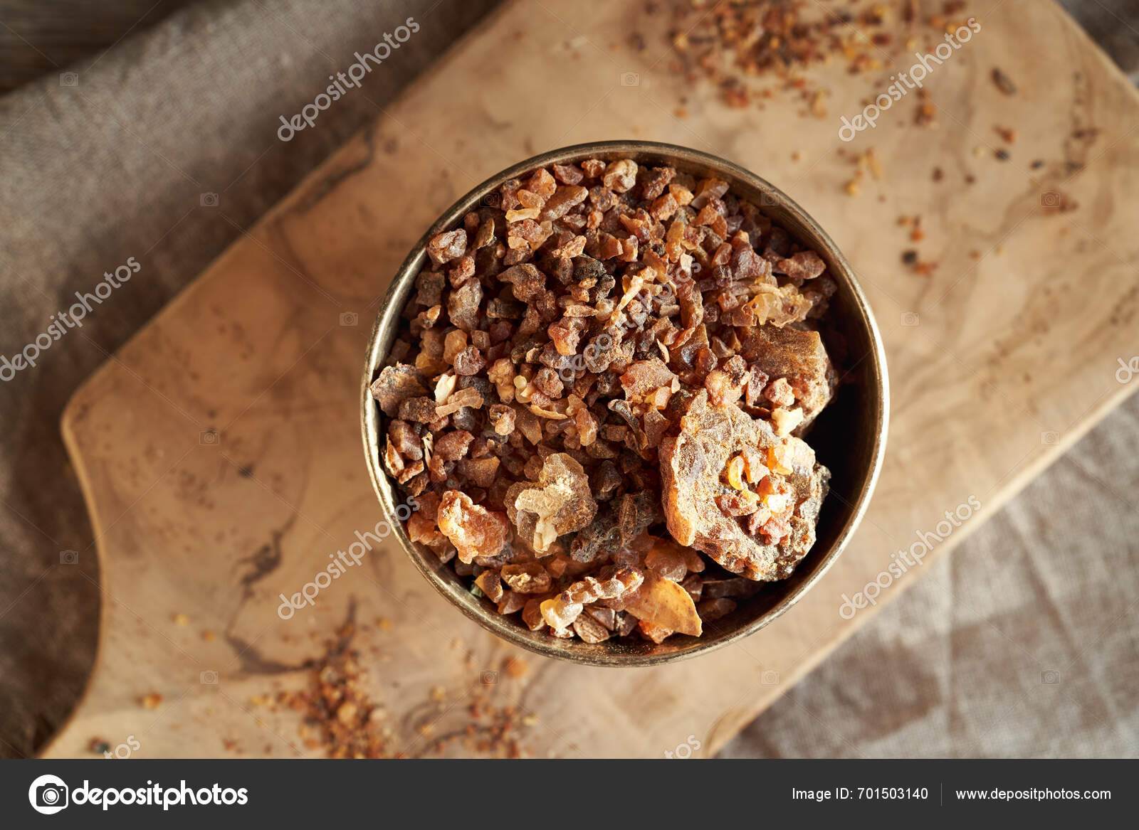Myrrh Resin Bowl Ingredient Essential Oils Top View — Stock Photo ...