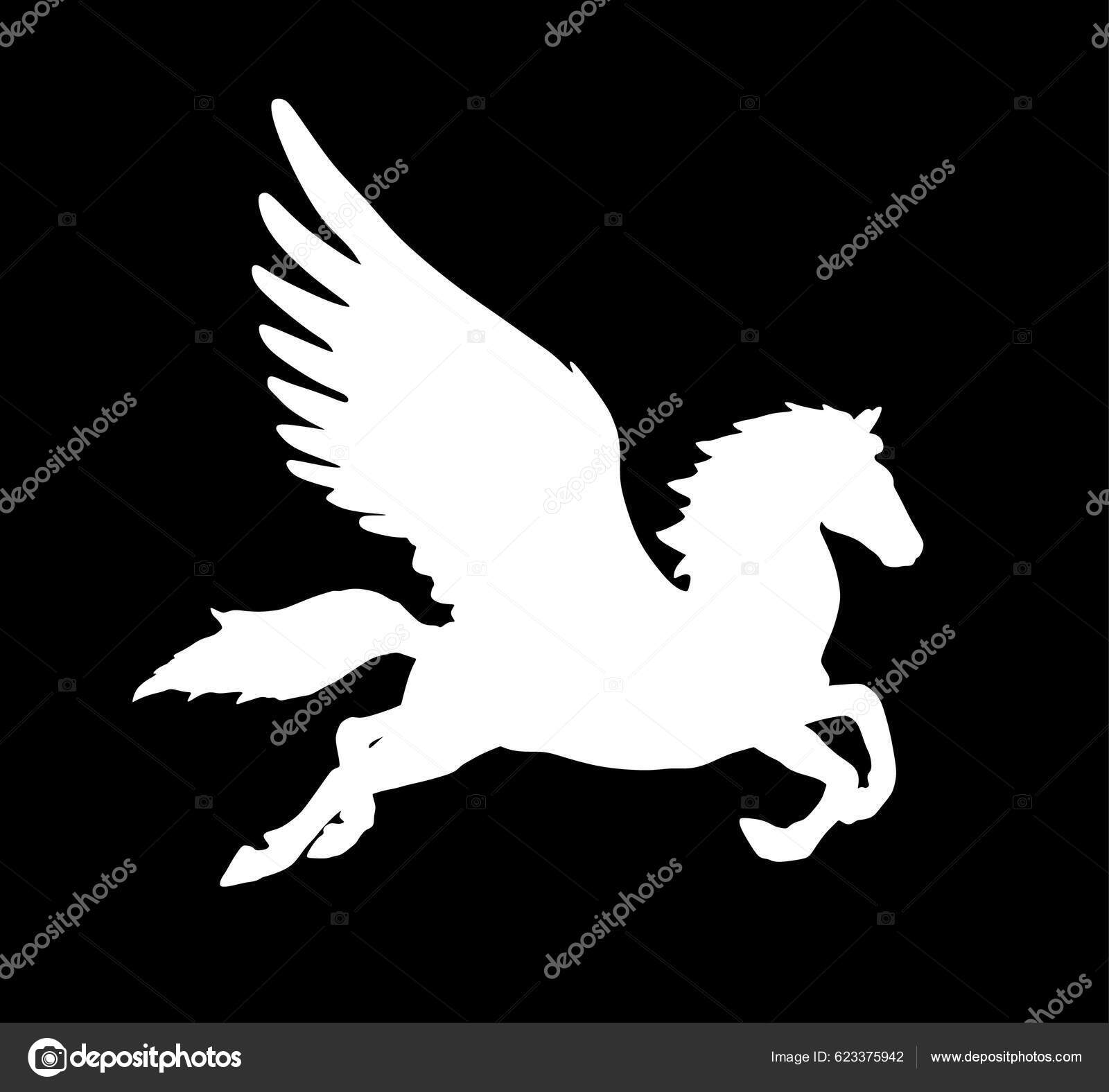Jolie Illustration Silhouette Vectorielle Pegasus Magique Isolée Sur ...