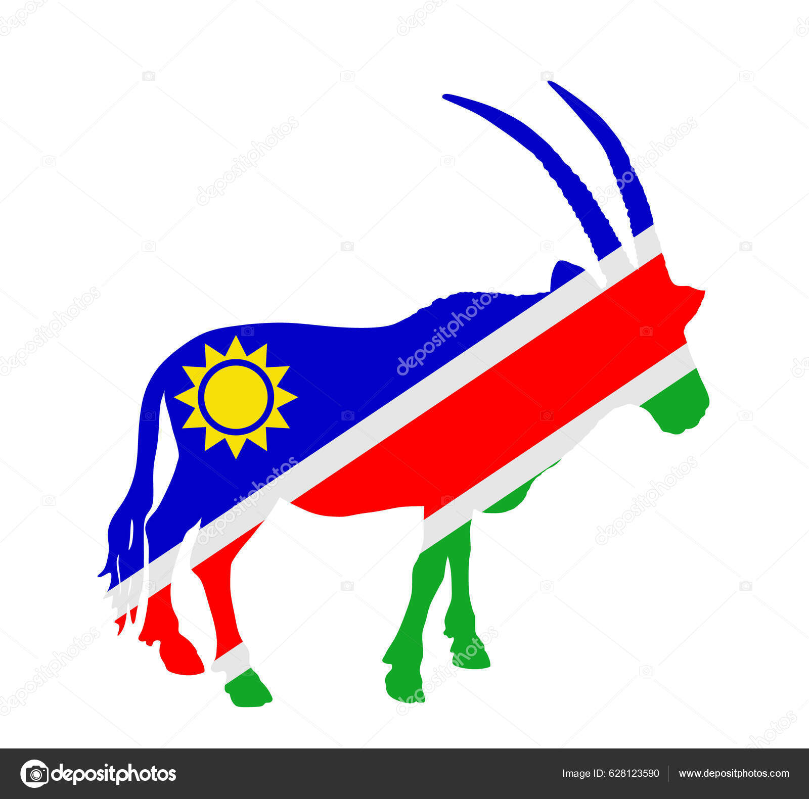 Namibia Flag Oryx Antelope National Animal Vector Silhouette ...
