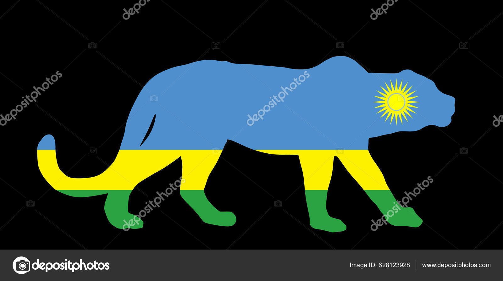 Rwanda Flag Leopard National Animal Vector Silhouette Illustration ...