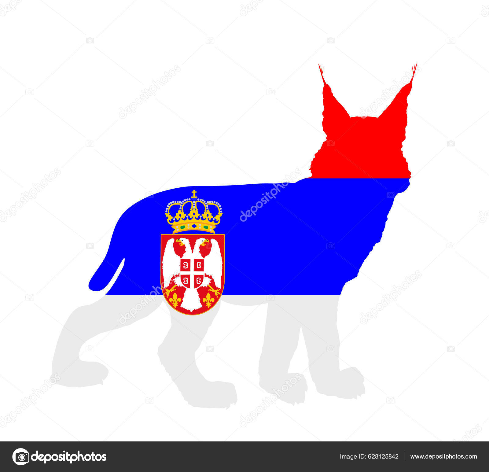Serbian Flag Lynx Vector Silhouette Illustration Isolated White ...