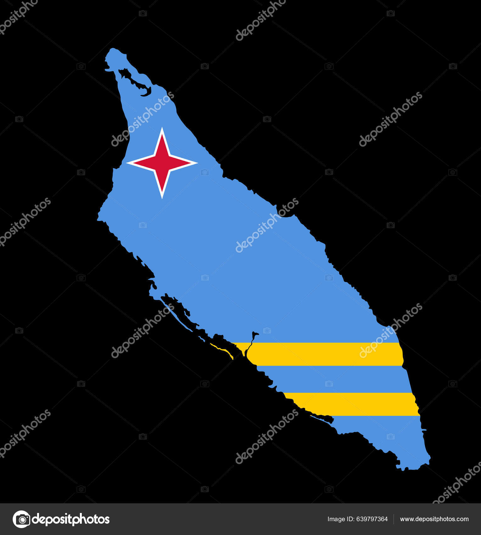 Aruba Vector Map Flag High Detailed Silhouette Illustration Isolated ...