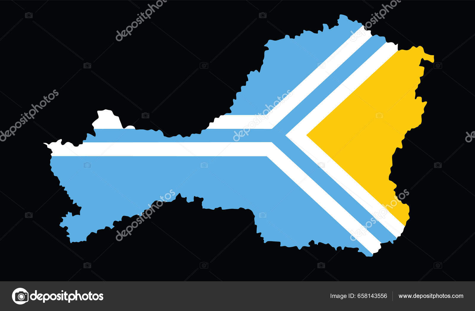 トゥヴァ共和国地図ベクトルシルエットイラスト黒の背景に孤立 High Detailed Russia Oblast Tyva Map ...