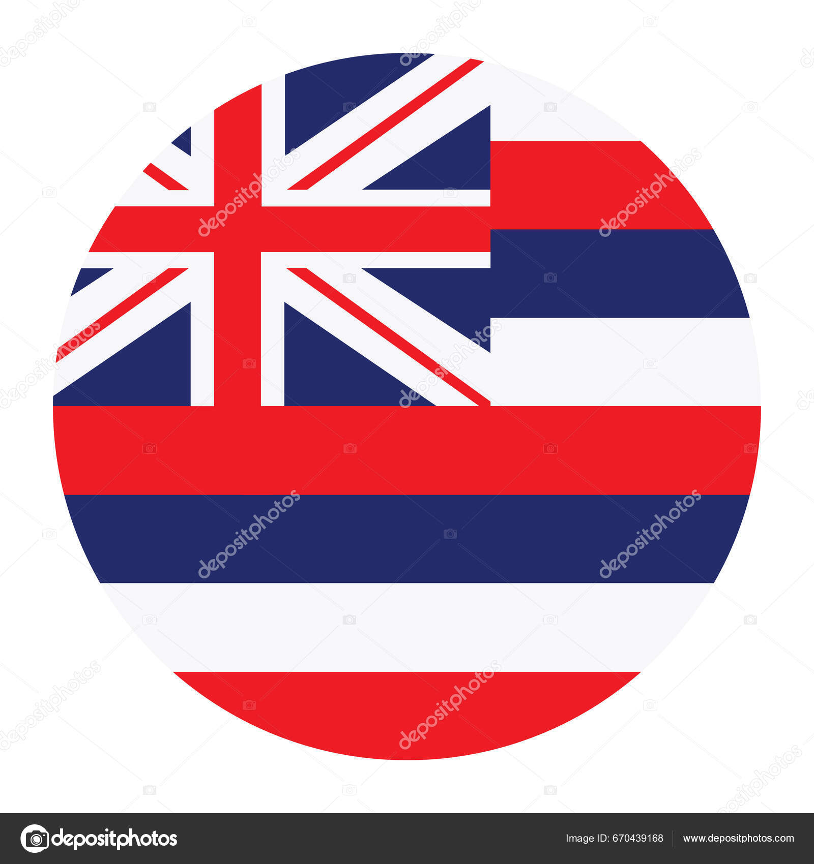 Circle Badge Hawaii Flag Vector Illustration Isolated White Background ...