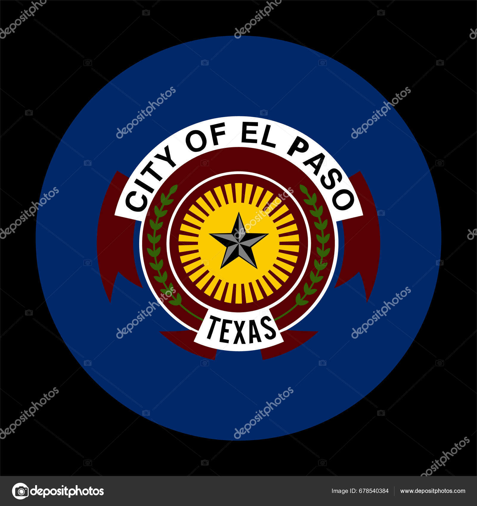 Circle Badge City Paso Flag Vector Illustration Isolated Background ...
