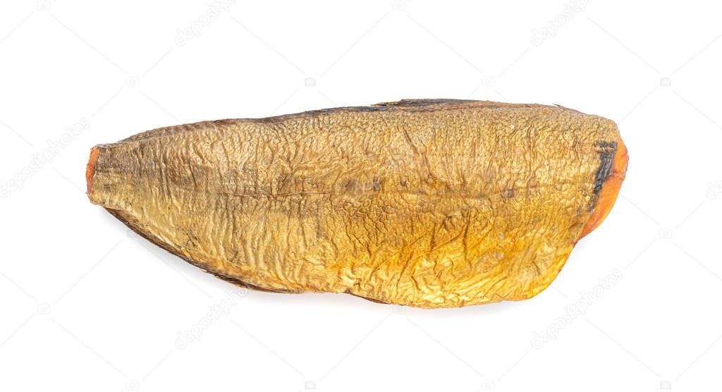 Pescado ahumado aislado, Filete de Warehou azul, Seriolella Brama o ...