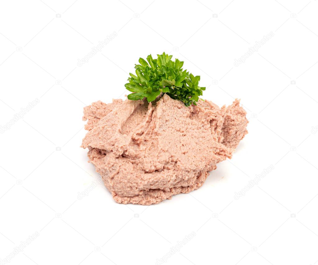 Pasta de carne aislada, frotis de paté de atún, Mousse de hígado picado ...