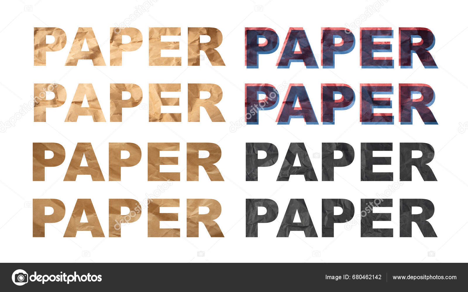 Crumpled Craft Paper Word Isolated Wrinkled Sheet Letters Paper Concept ...