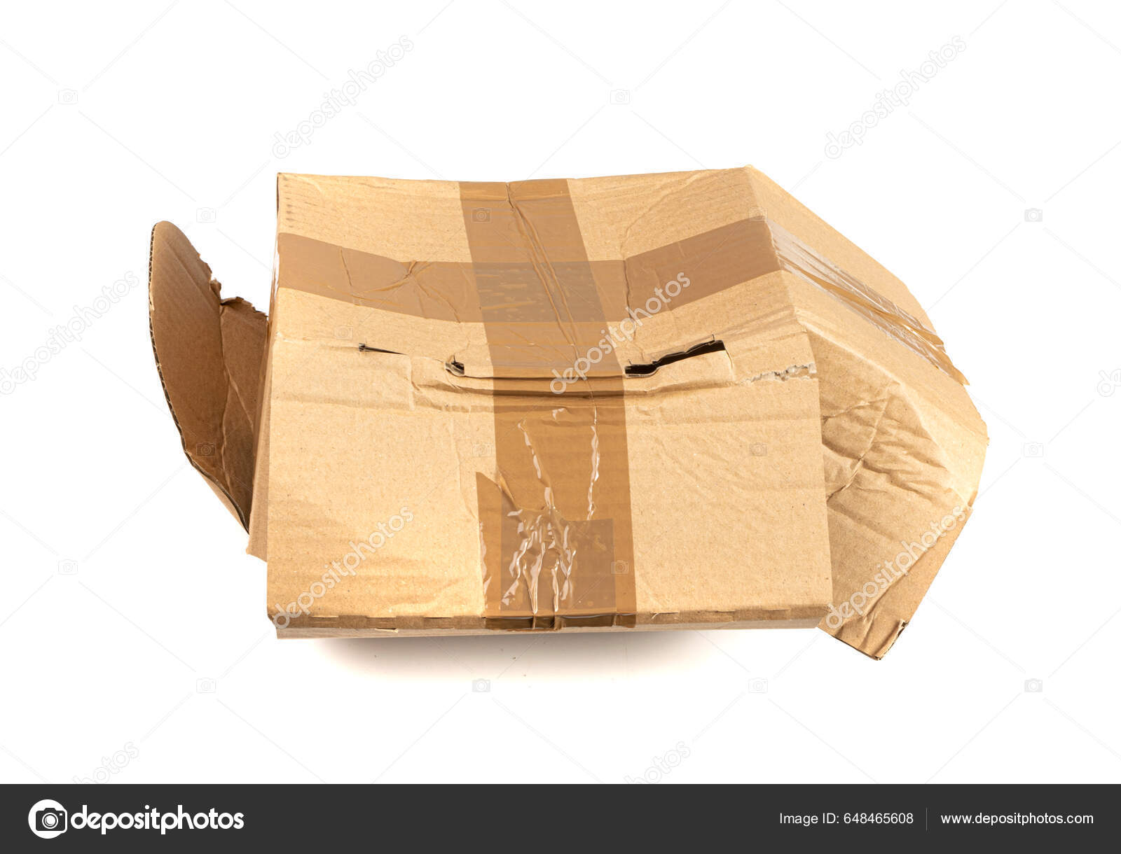 Damaged Box Isolated Craft Paper Delivery Package Broken Carton ...