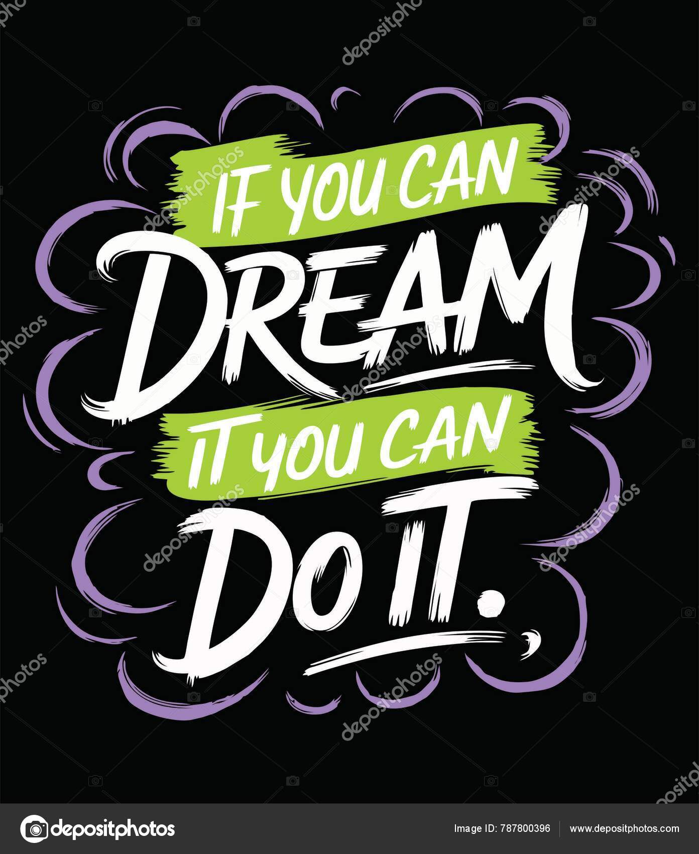 You Can Dream You Can Vector Illustrated Brush Design Word Stock Vector ...