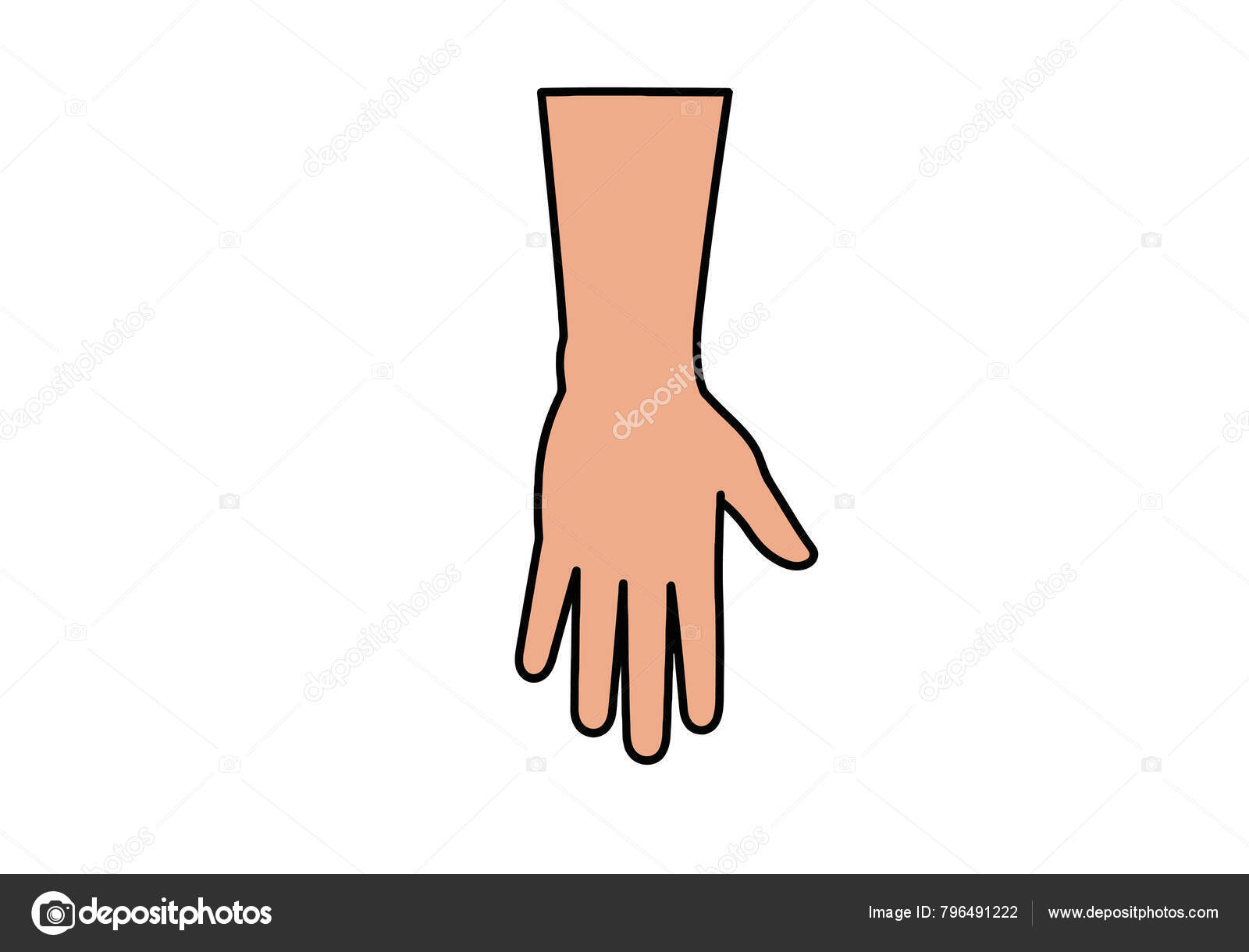 Hand Clipart Image Shows Simple Illustration Hand Facing Downwards ...