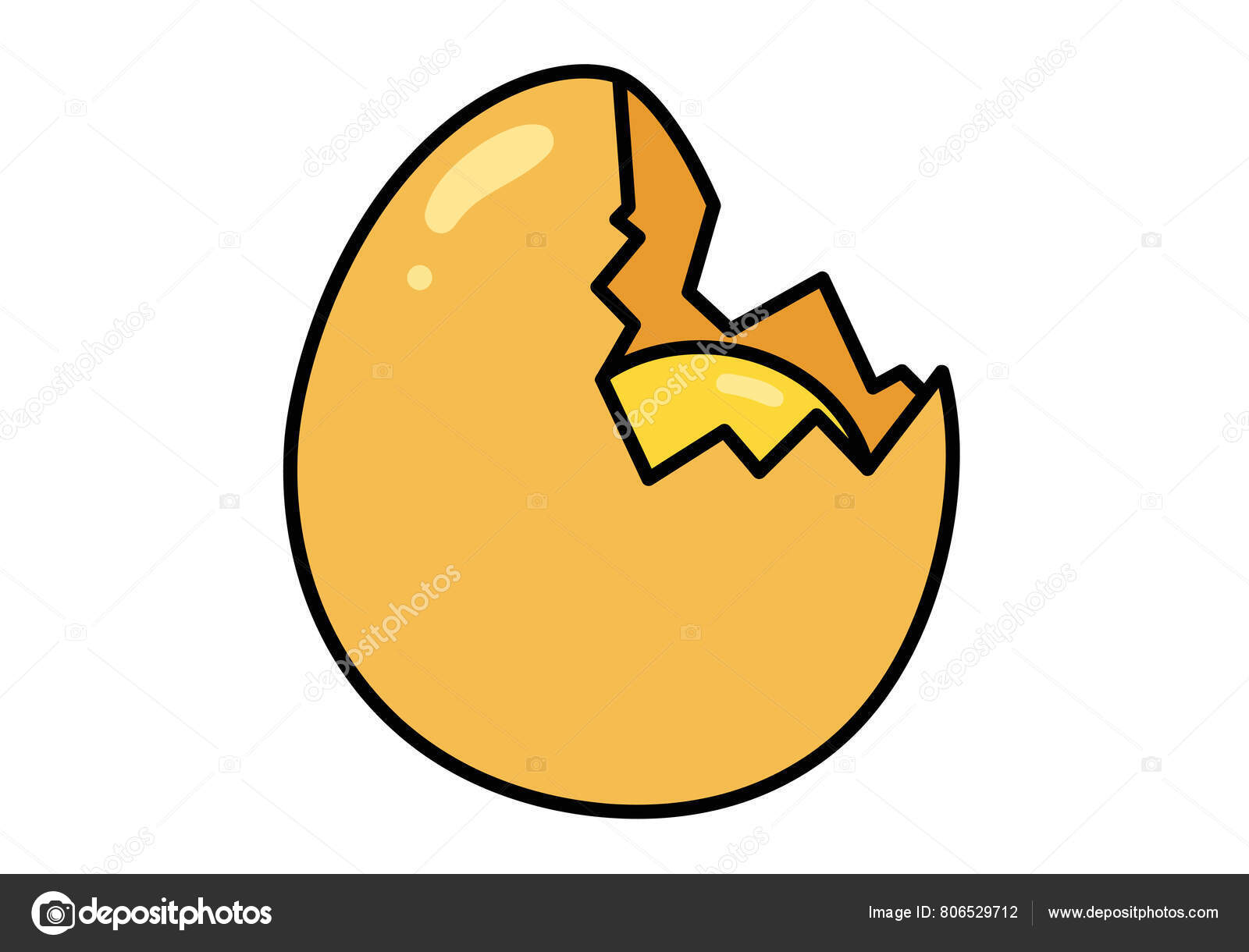 Cracked Easter Egg Clipart Yellow Egg Jagged Crack Top Revealing ...