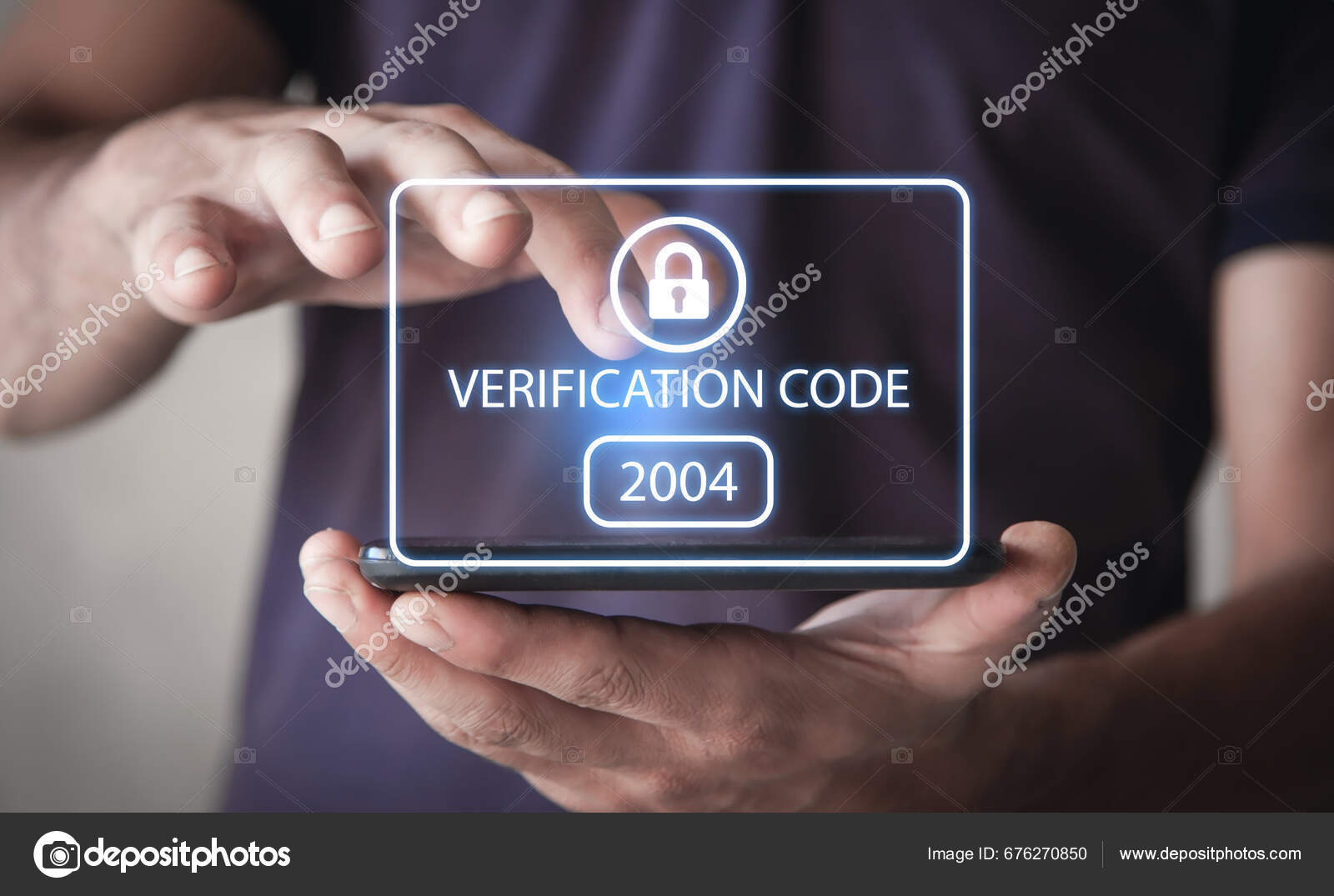 Human Using Smartphone Identity Verification Code Cyber Security ...