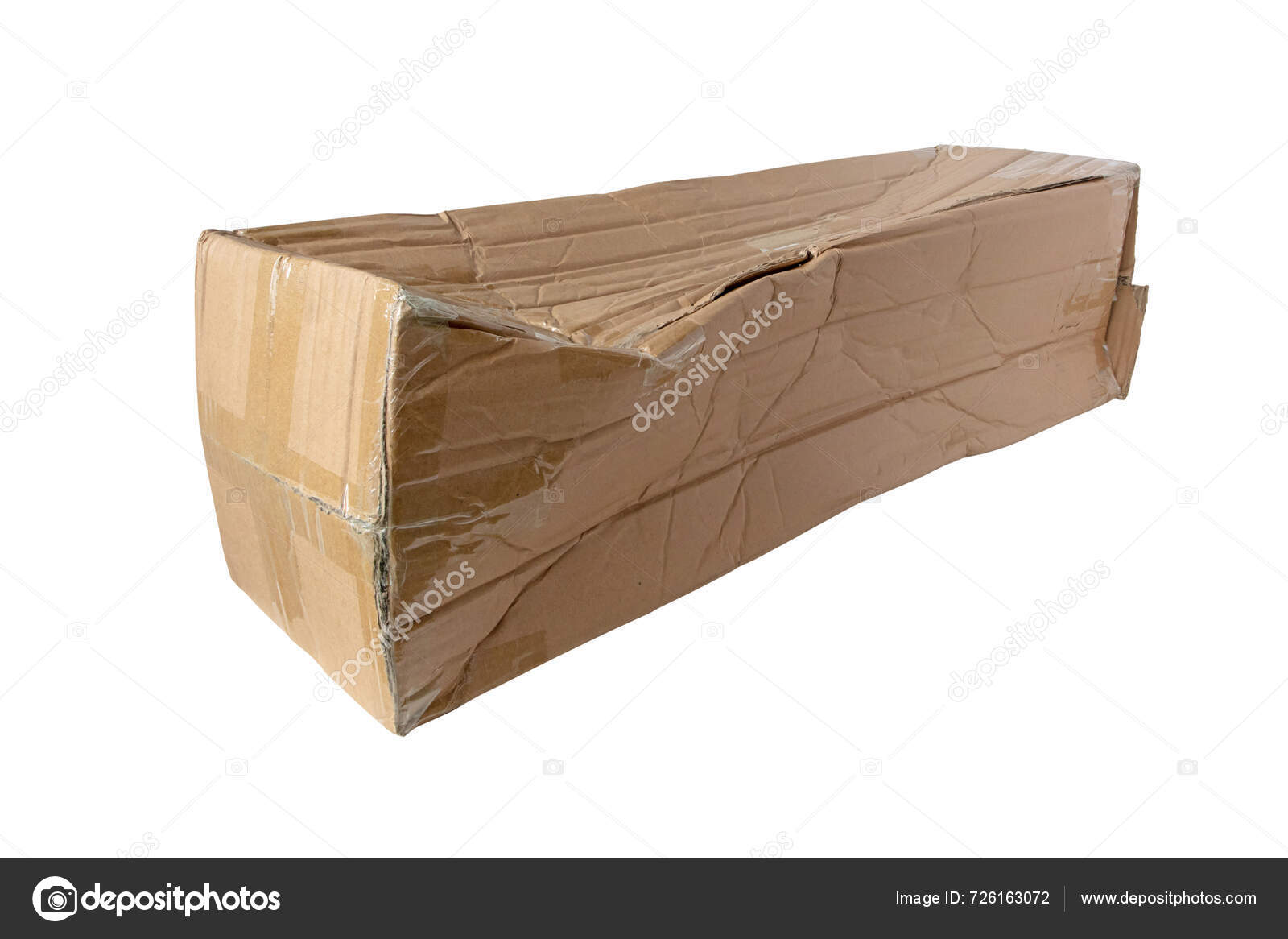 Damaged Brown Cardboard Mailing Box Isolated White Mail Container ...