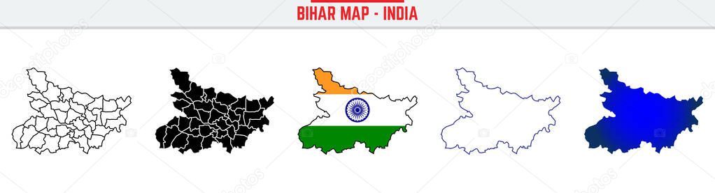 Bihar, State, BR, Outline Icon India Map Silhouette Vector. India map ...
