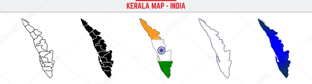 Kerala State, KL Outline Icon India Map Silhouette Vector. India map ...