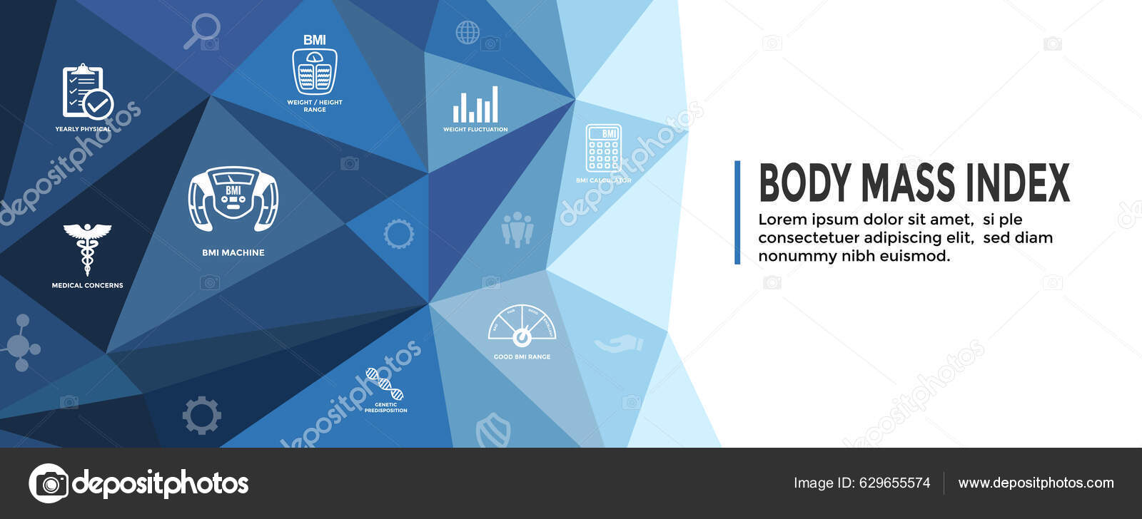 Iconos Del Índice Masa Corporal Imc Web Header Banner Escala Vector de ...