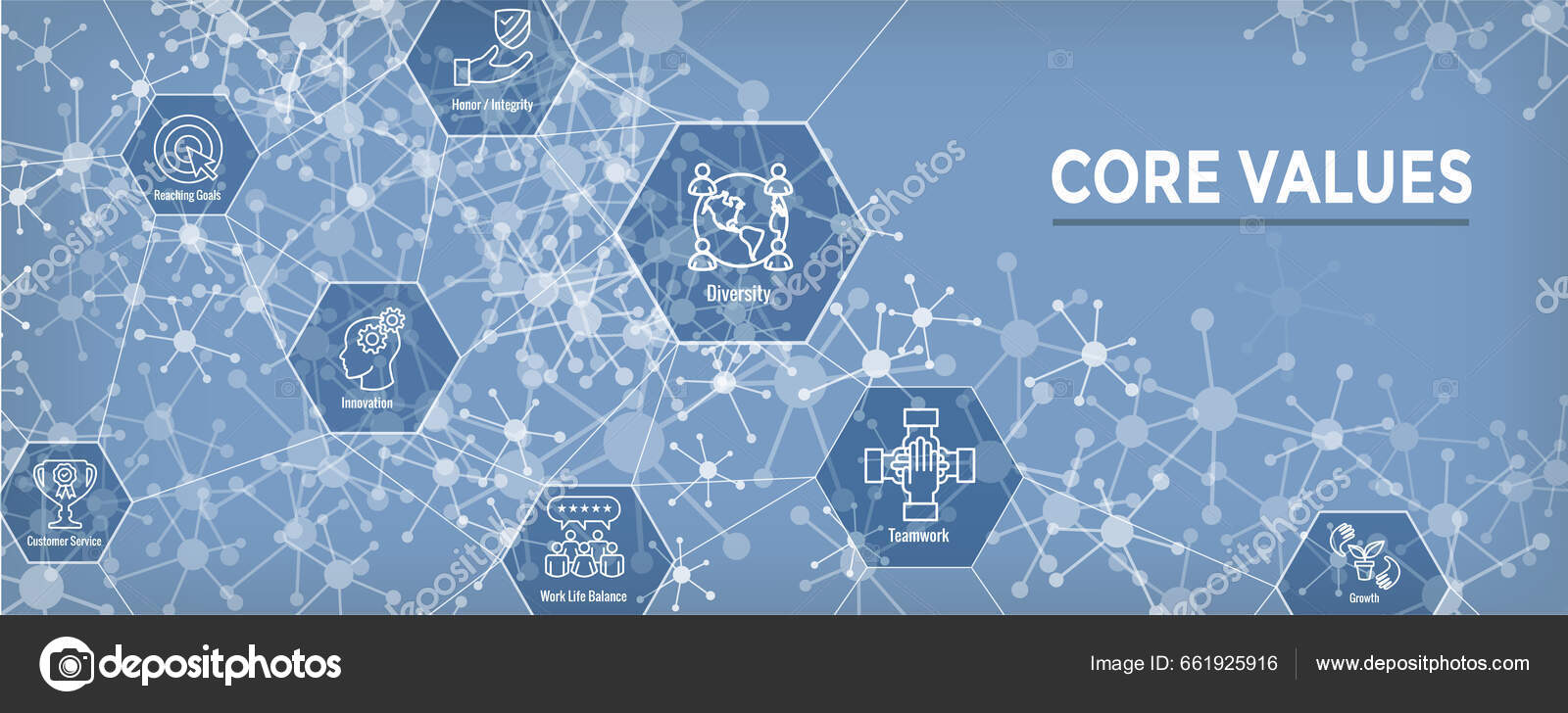 Core Values Mission Vision Icon Set Web Header Banner Stock Vector by ...