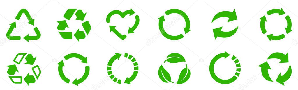 Recycle colección de iconos. Establecer signos de reciclaje. Reciclar ...