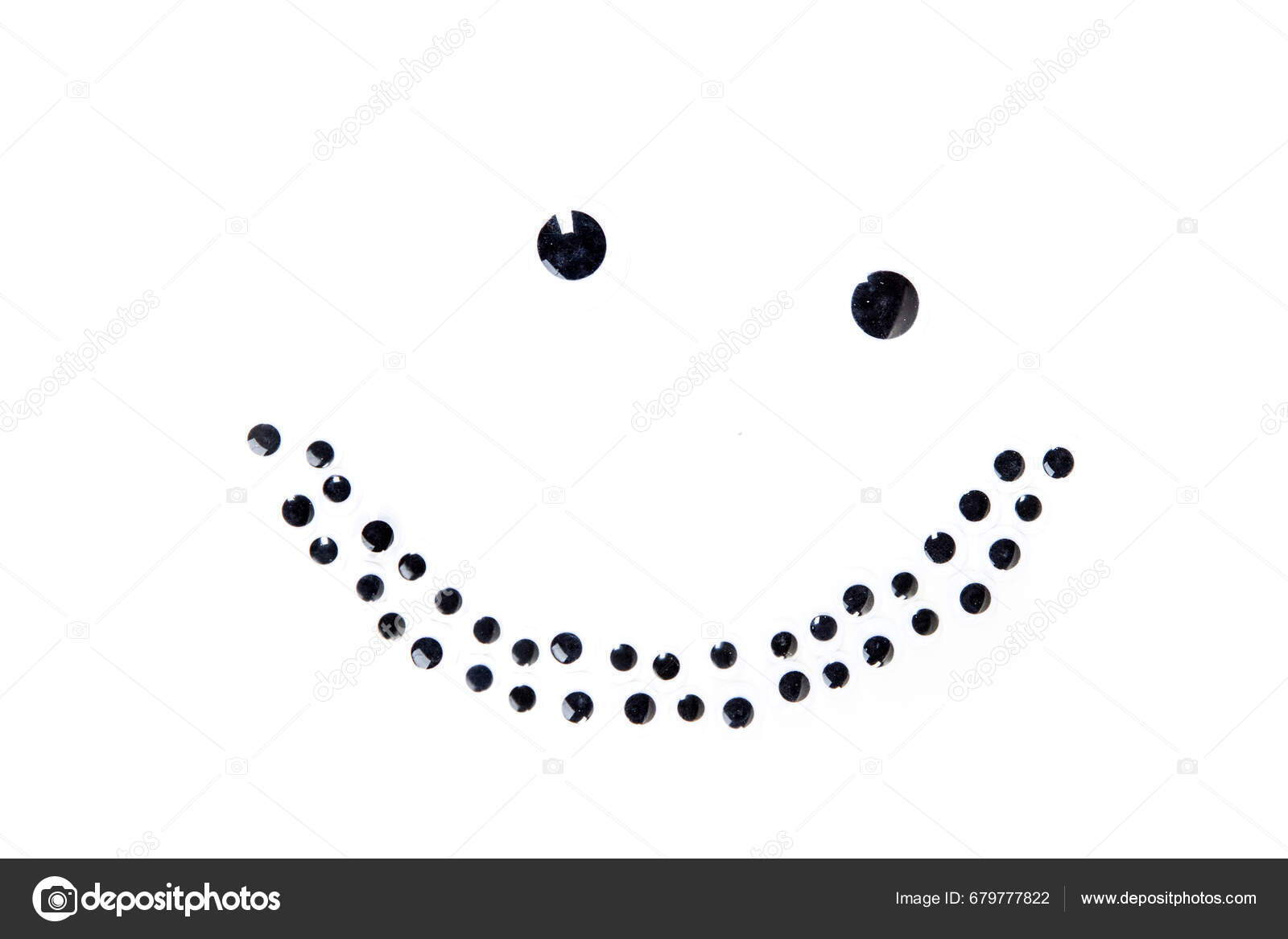 Lopsided Smile Face Made Black Dots Isolated White — Stock Photo ...