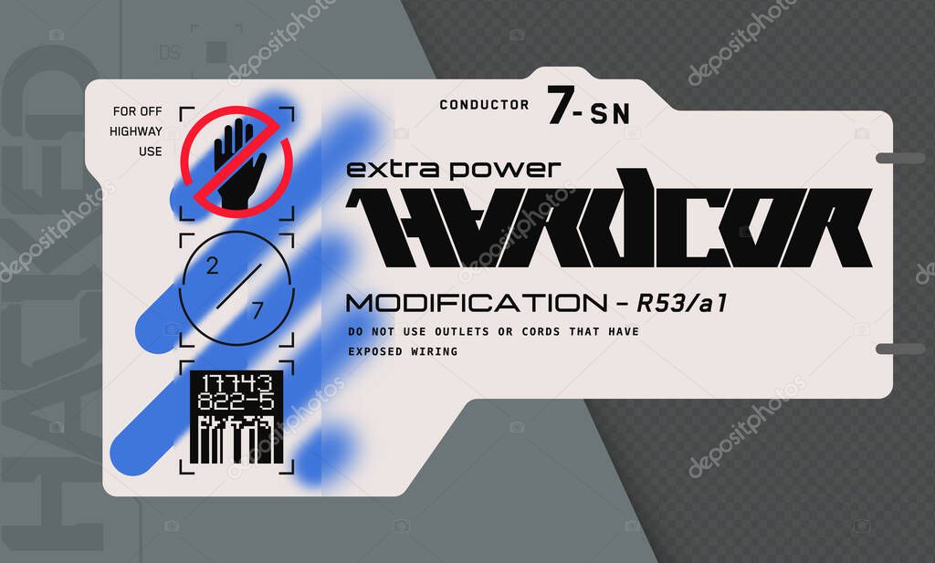 Cyberpunk Decal Vector Sticker Label Futuristic Style Sci Signs ...