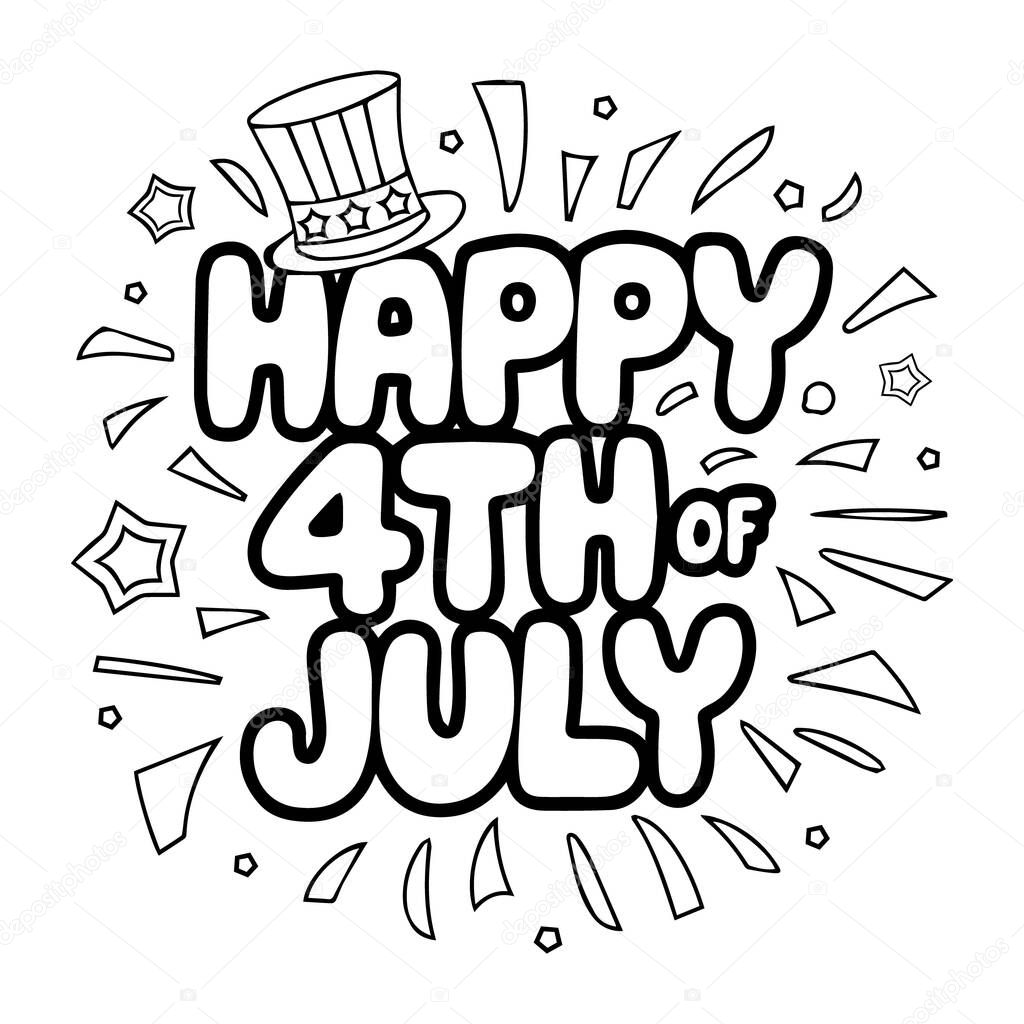 Happy 4th of July Coloring Page Patriotic Independence Day Printable ...