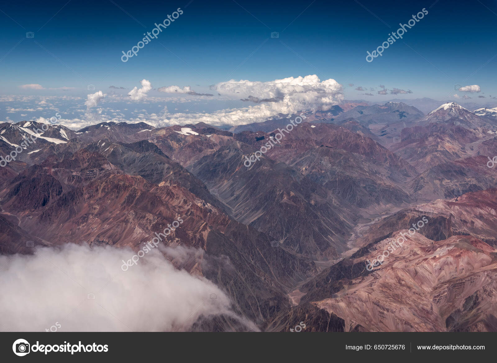 Beautiful Aerial View Andes Chain Mountains Border Argentina Chile ...