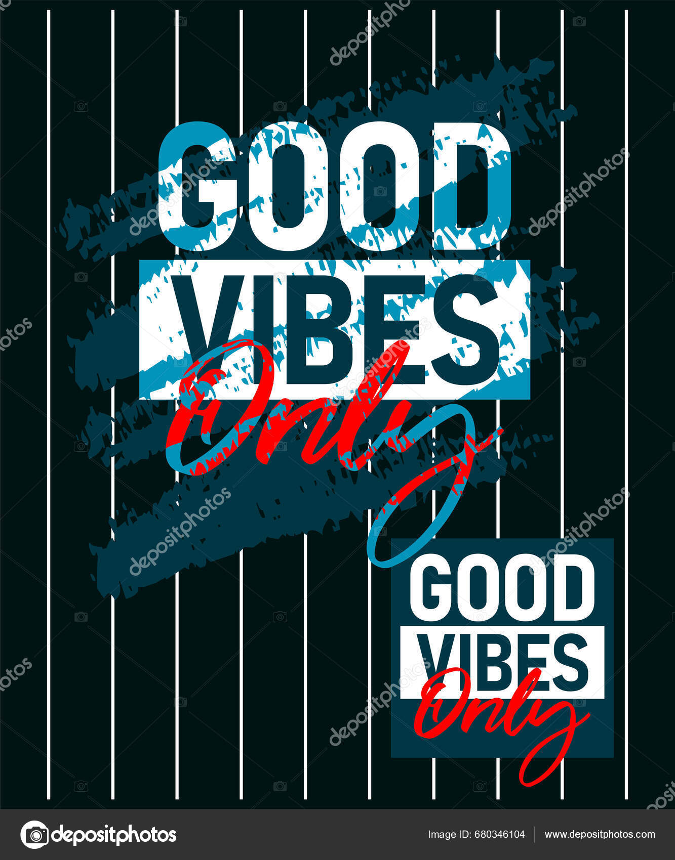 Good Vibes Only Motivational Stroke Typepace Design Short Phrases