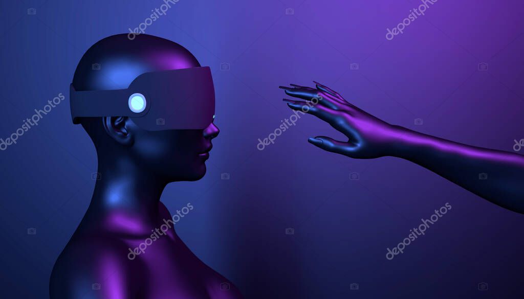 Metaverse tecnología mundial cibernético digital, hombre con realidad ...