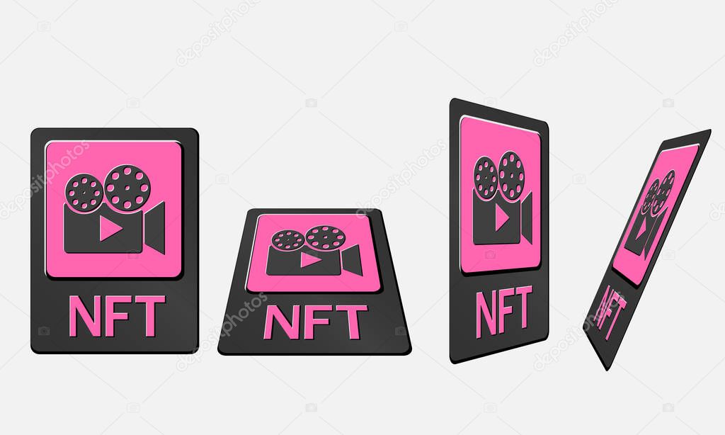 Tarjetas 3D token NFT en ilustraciones criptogr ficas. Tarjeta NFT con video en perspectiva ...
