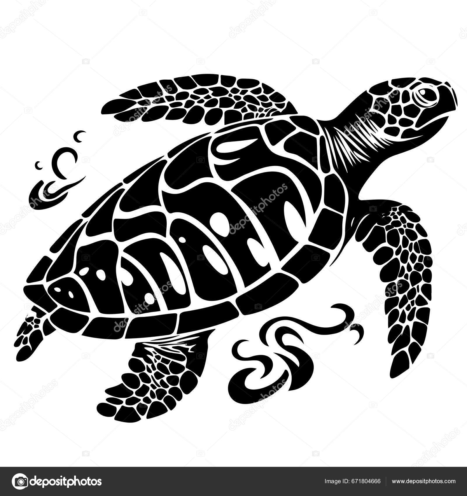 Graphic Sea Turtle Vector Illustration Sea Turtle Eps Stock Vector by ...