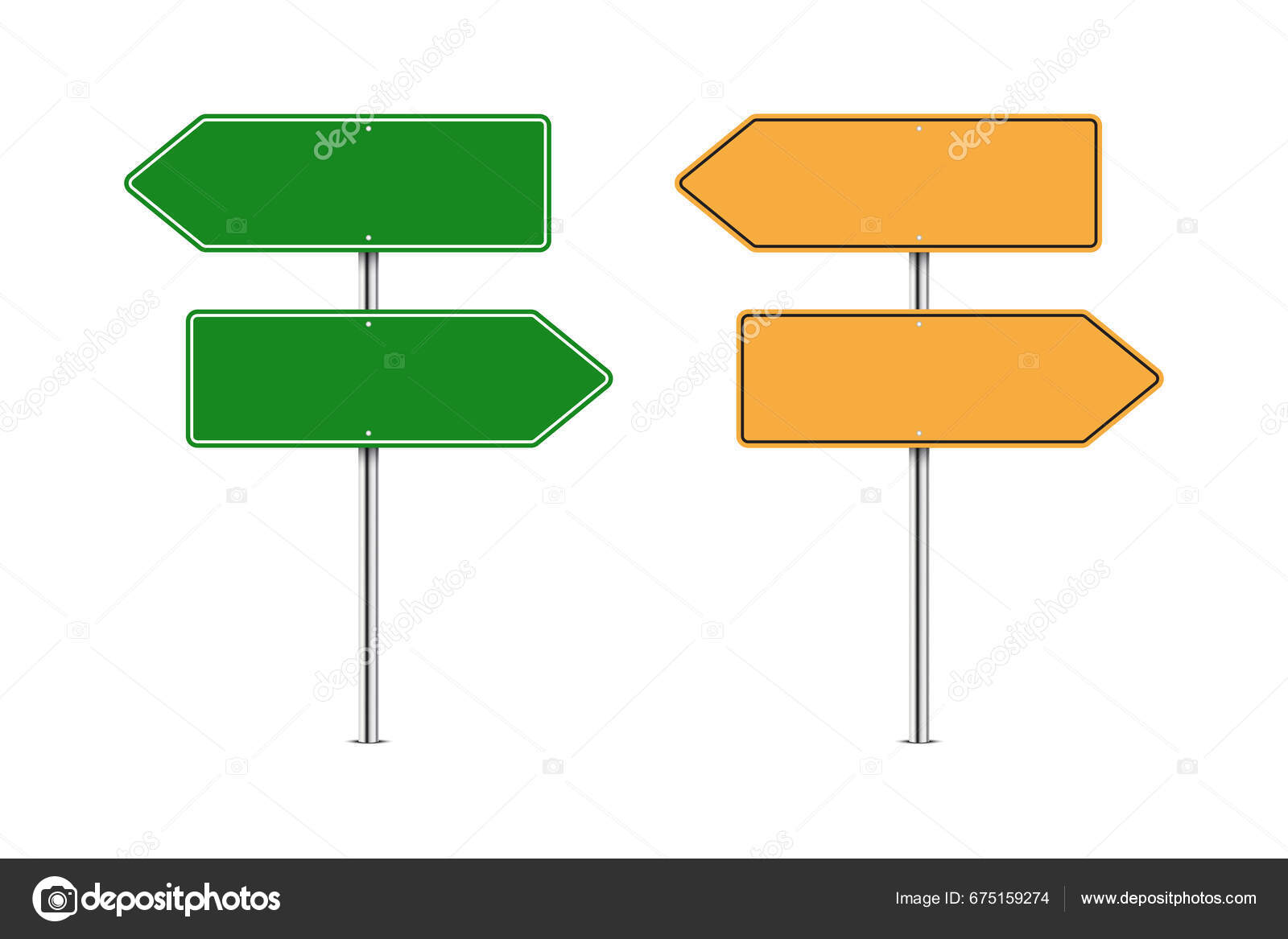 Green Yellow Road Direction Signs Vector Illustration Stock Vector by ...