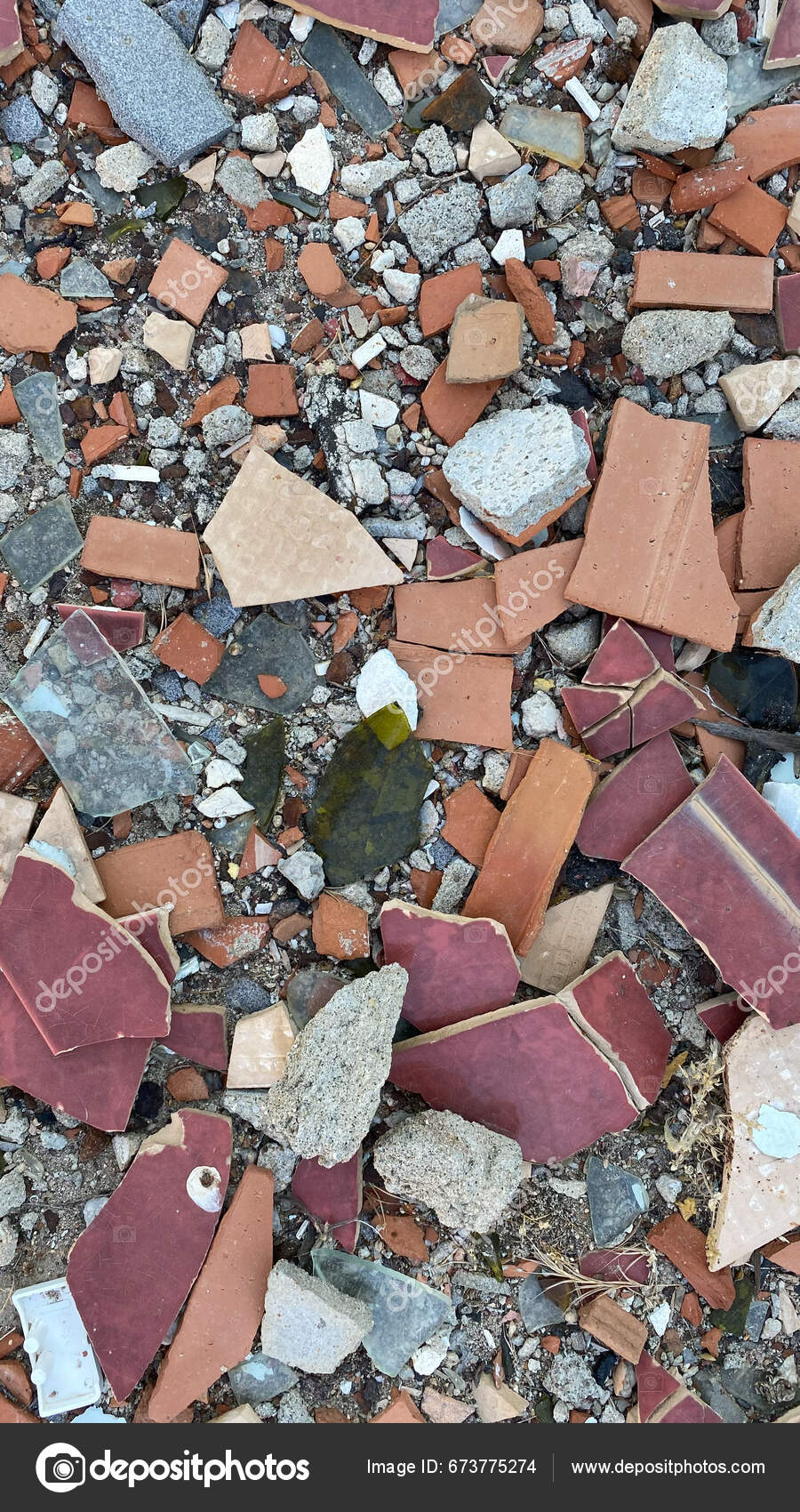 Construction Waste Fragments Broken Glass Concrete Shards Tile Bricks ...
